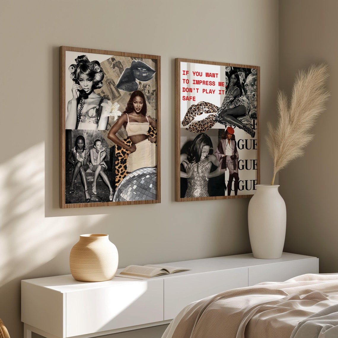 UNFFRAMED Vintage Naomi Campbell Collage Poster Set Of 2 - Fashion ...