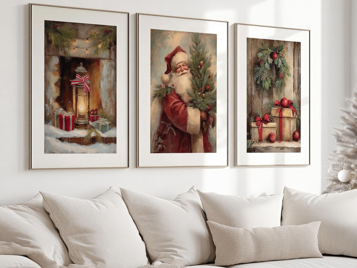 UNFFRAMED Vintage Reproductions, Retrowall Art, Set Of 3 Set 3 Prints ...