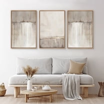UNFFRAMED Neutral Abstract Wall Art Set Of 3, Minimalist Beige & Taupe ...