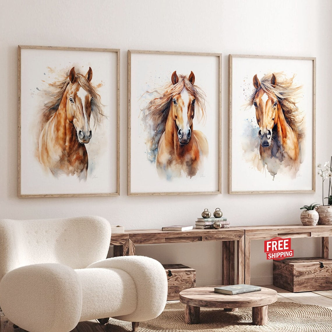 UNFFRAMED Wild Horse Posters Wall Art Set Of 3, Equestrian Horse Rustic ...