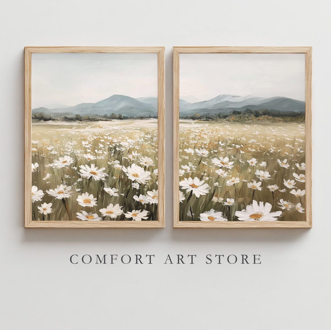 UNFFRAMED Wildflower Field Set Of 2 Posters Vintage Landscape Summer ...