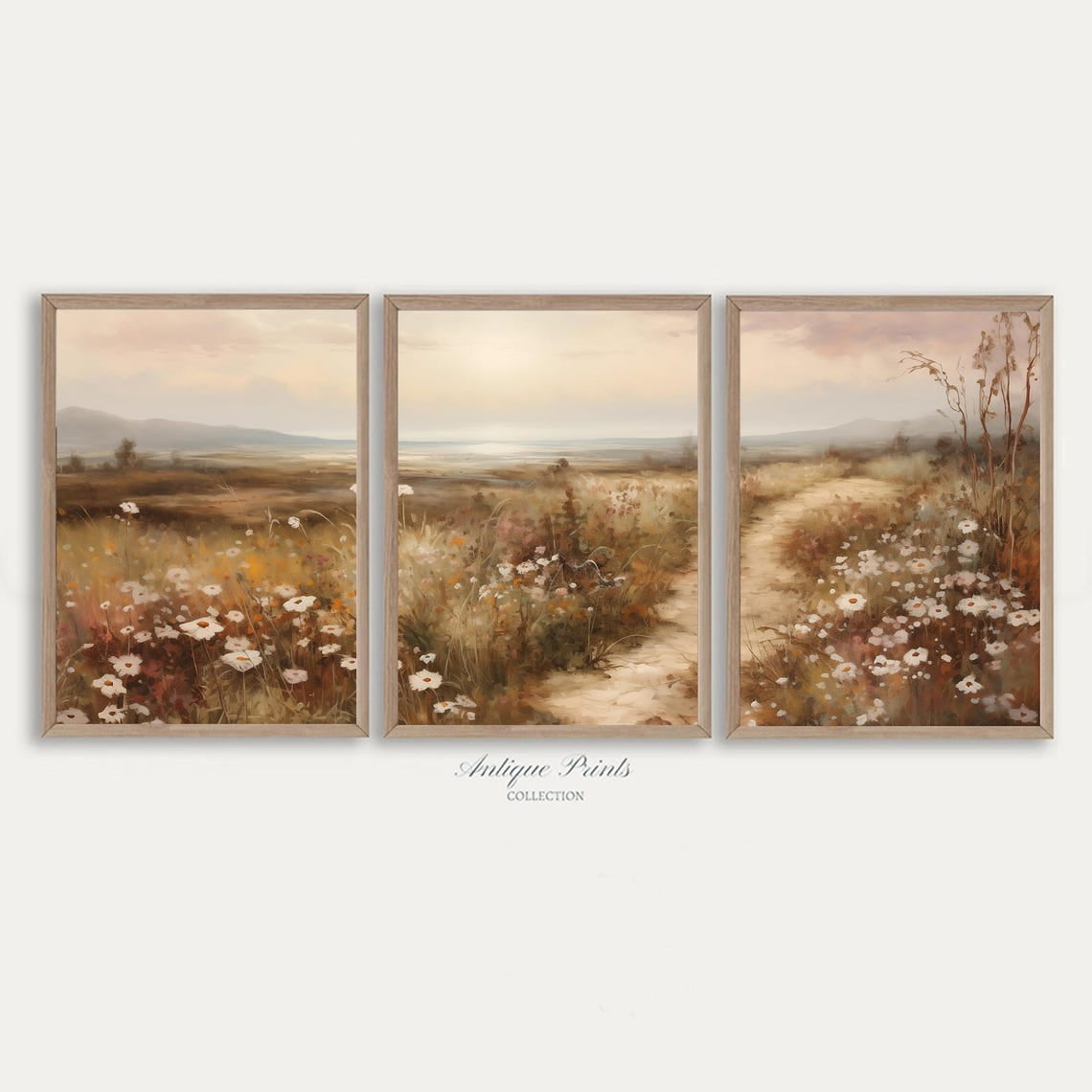 UNFFRAMED Wildflower Field Set Posters, Country 3 Pieces Fall Wall Art ...