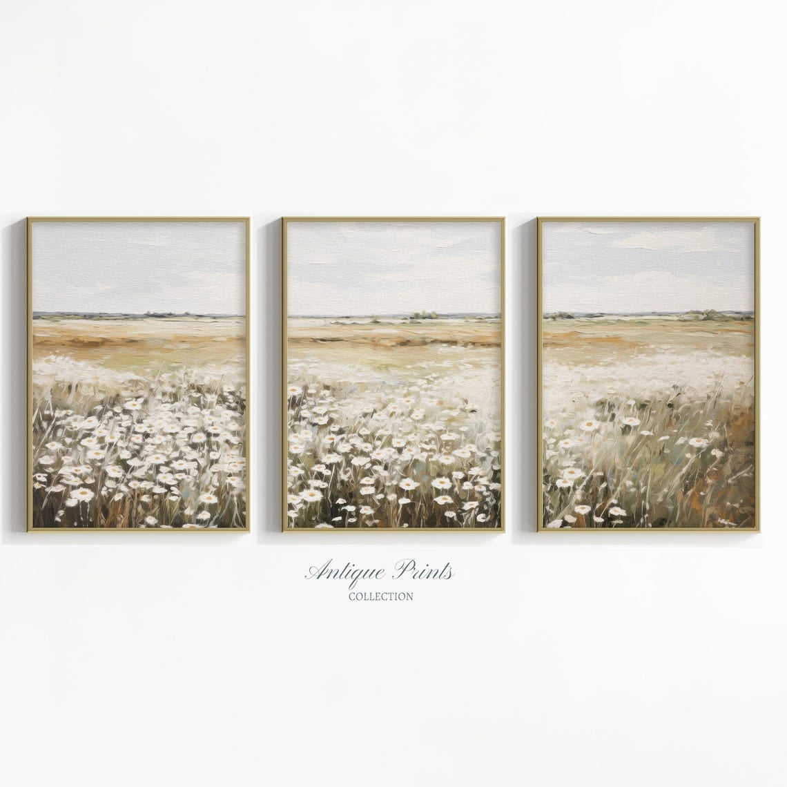 UNFFRAMED Wildflower Field Wall Art, Muted Country Landscape, Living ...