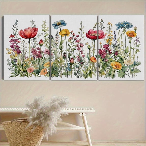 UNFFRAMED Wildflower Poster Set Botanical Floral Wall Art Set 3 Prints ...