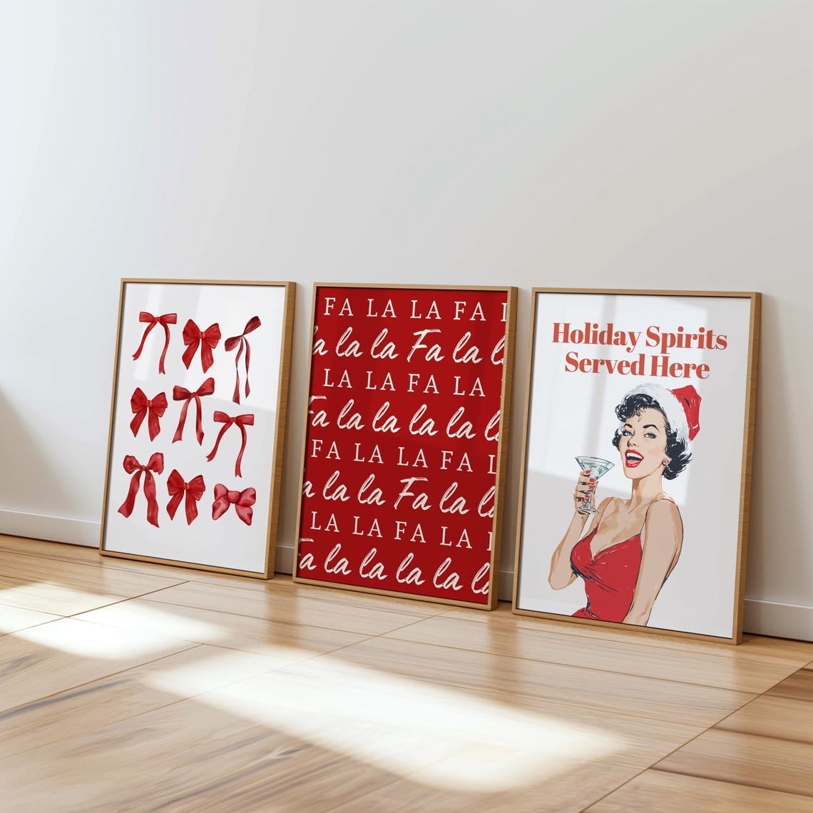 UNFFRAMED Winter Holiday Wall Art Set, Holiday Posters, Fa La La Poster ...