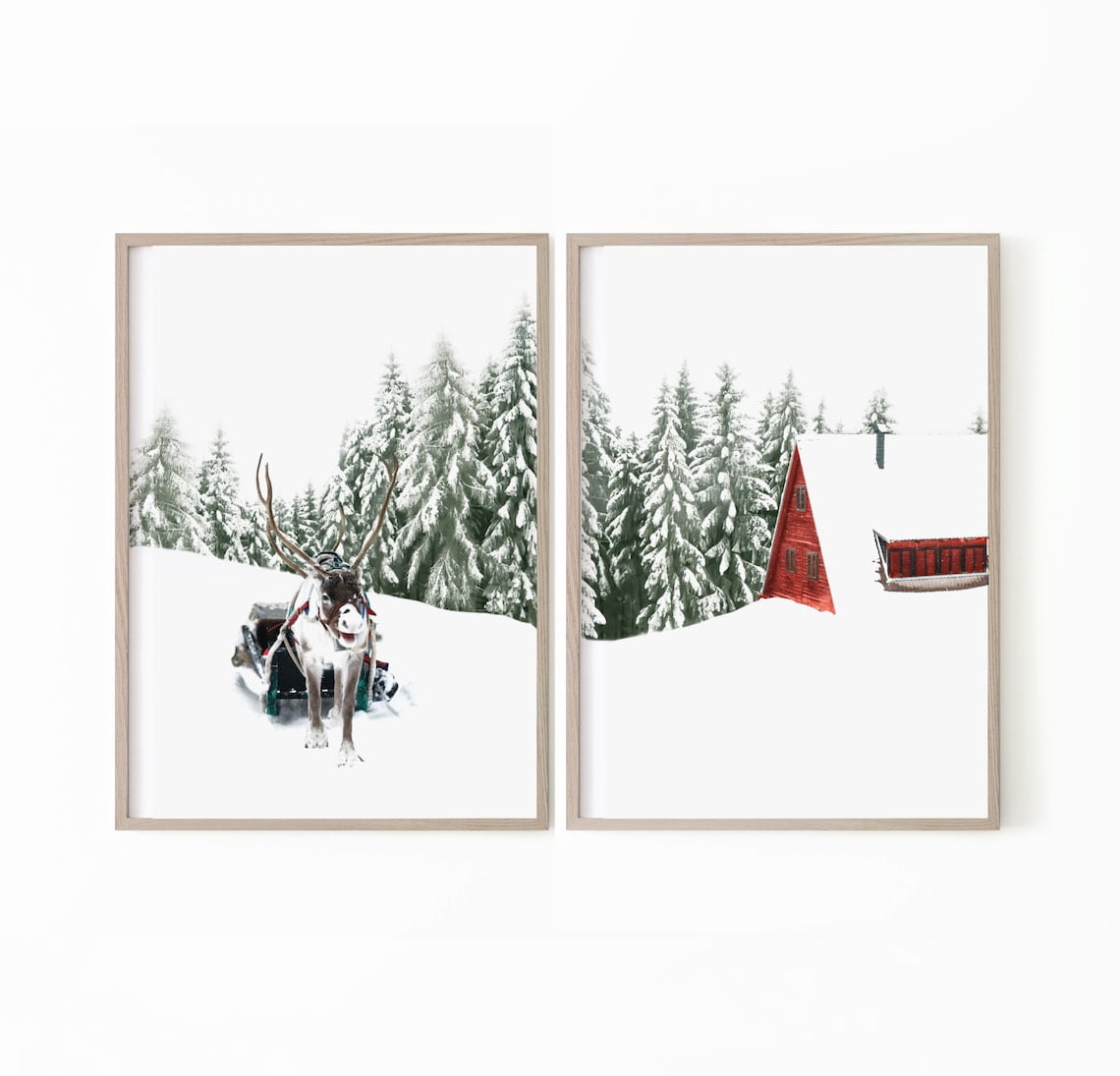 UNFFRAMED Winter Poster Set Of 2, Winter Wonderland Posters, Wall Art ...