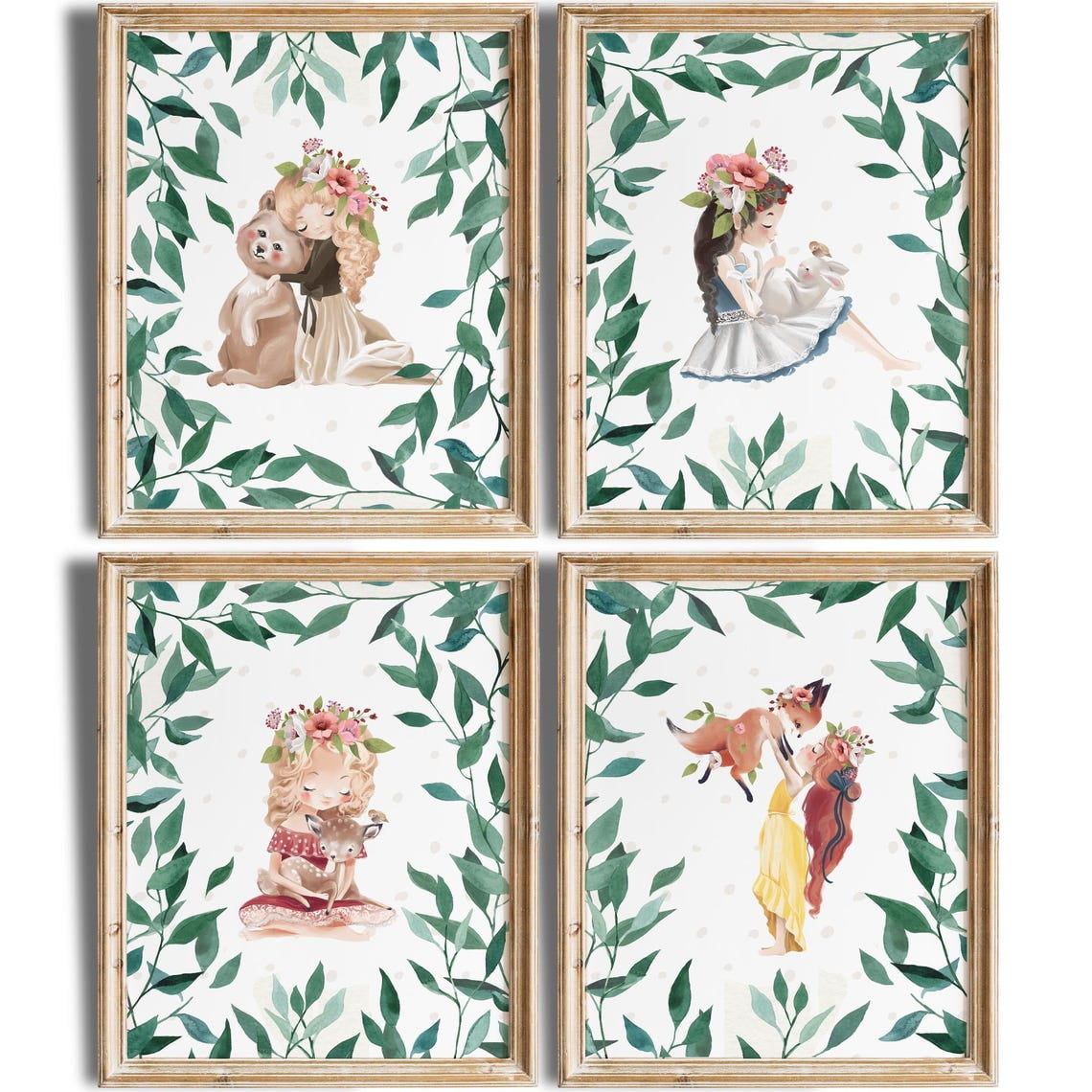 UNFFRAMED Woodland Girls Art Posters Set Set 4 Prints 20x30 - Walmart.com