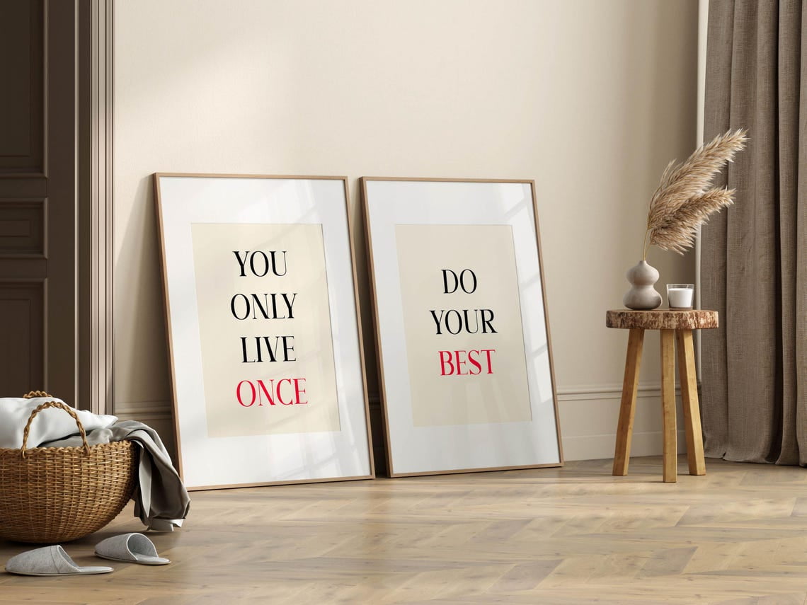 UNFFRAMED YOLO Poster Set, Positive Home Office Decor (Frame Option ...