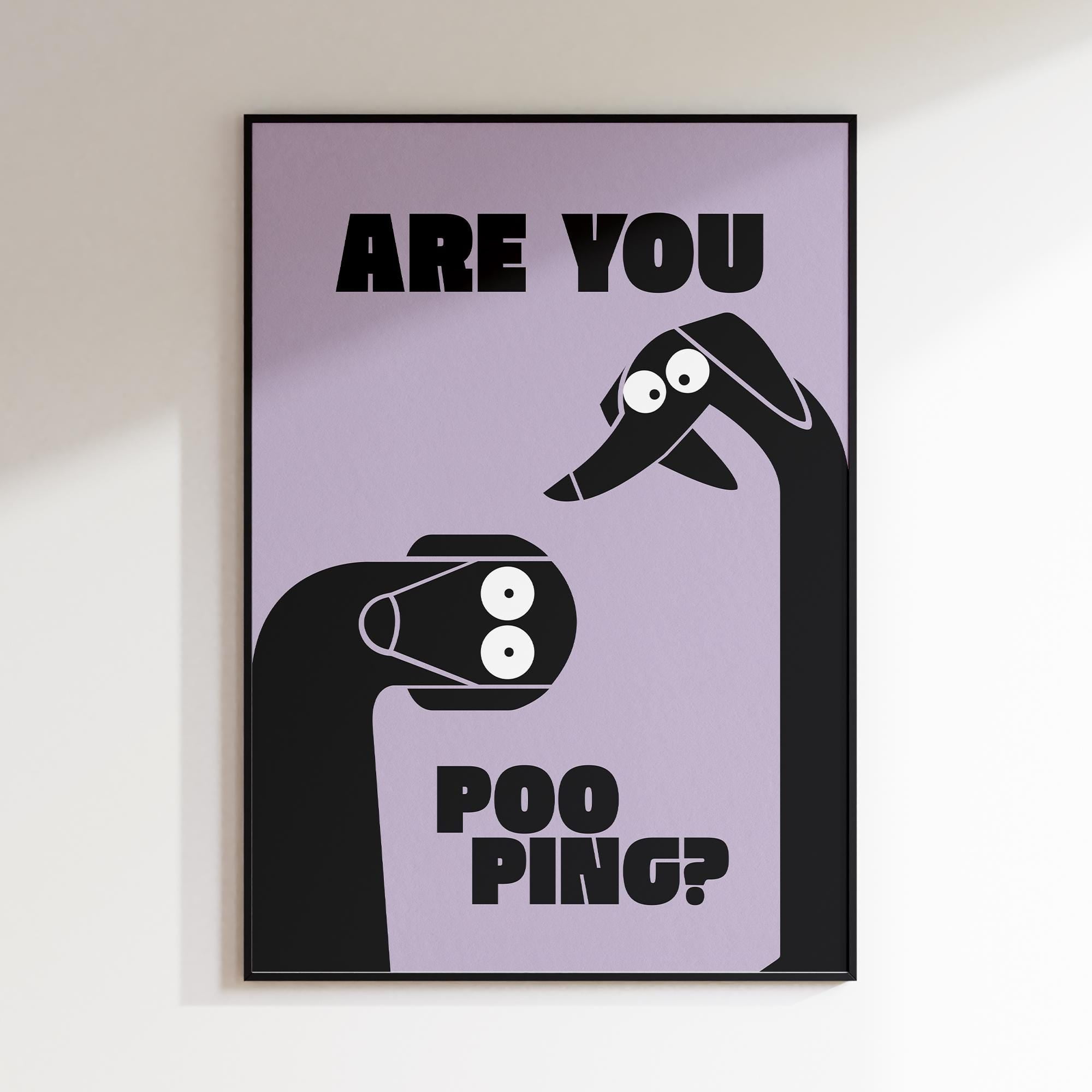 UNFRAMED Are You Pooping? Dog Poster – Funny Bathroom Decor, Minimalist ...
