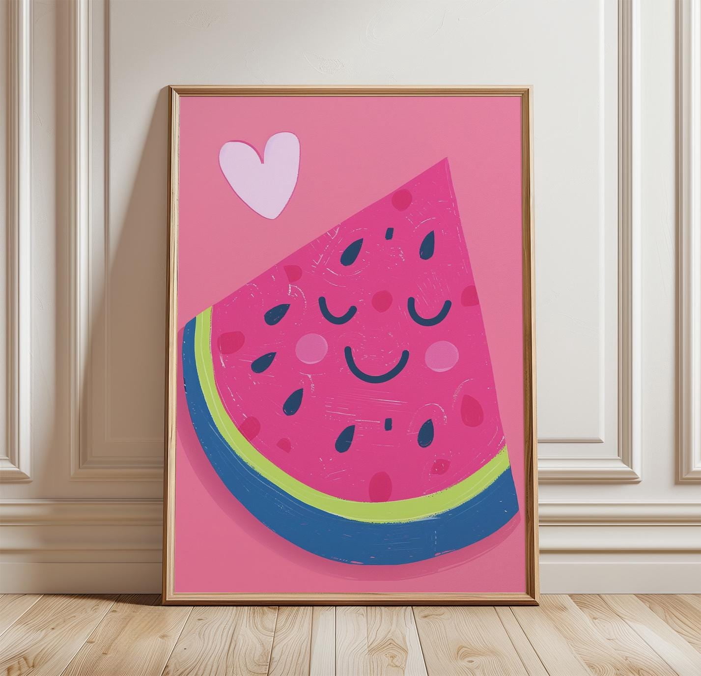 [UNFRAMED] Cute Watermelon Poster | Pink Fruit Illustration Art ...