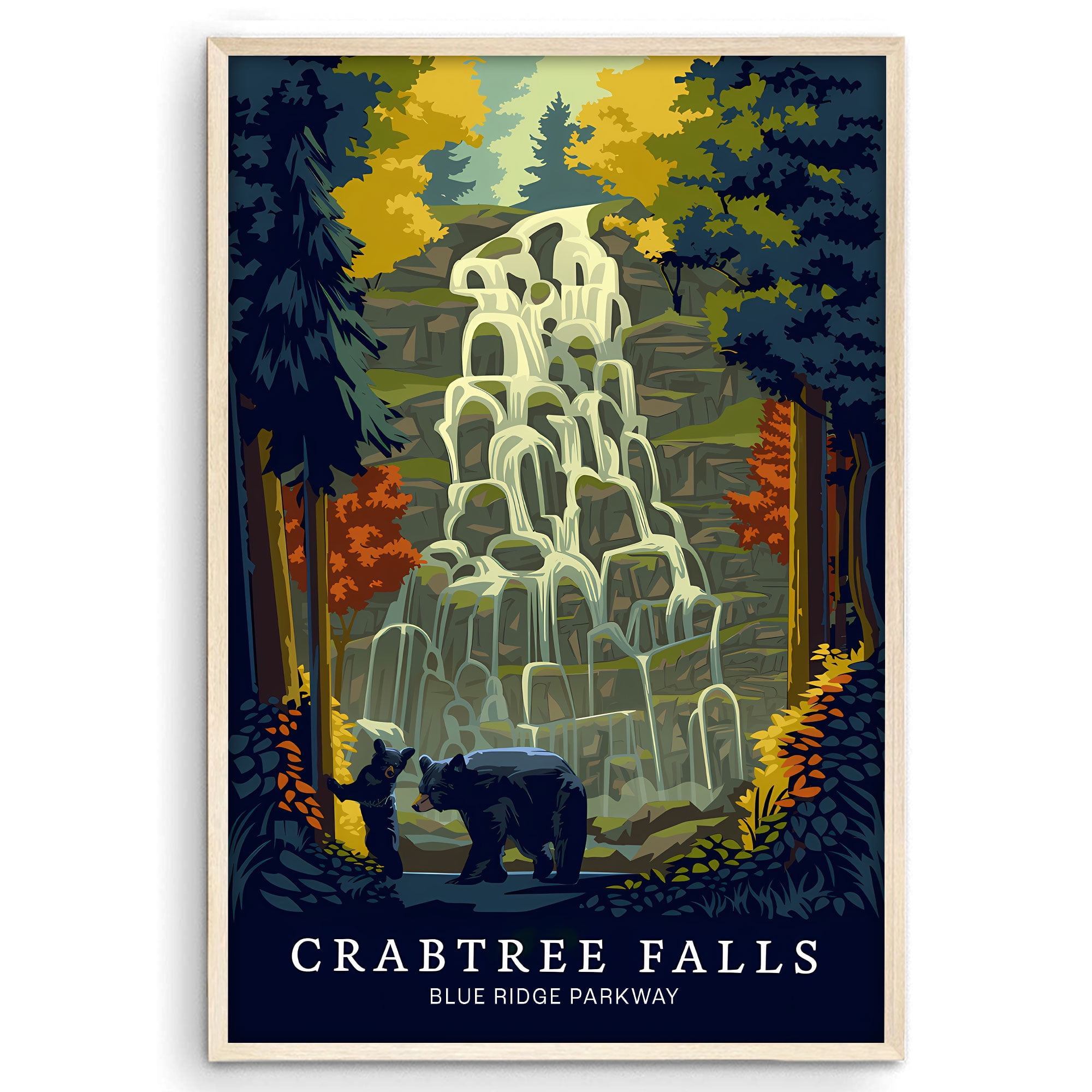 UNFRAMED Eastern Print Crabtree Falls Poster - Blue Ridge Parkway ...