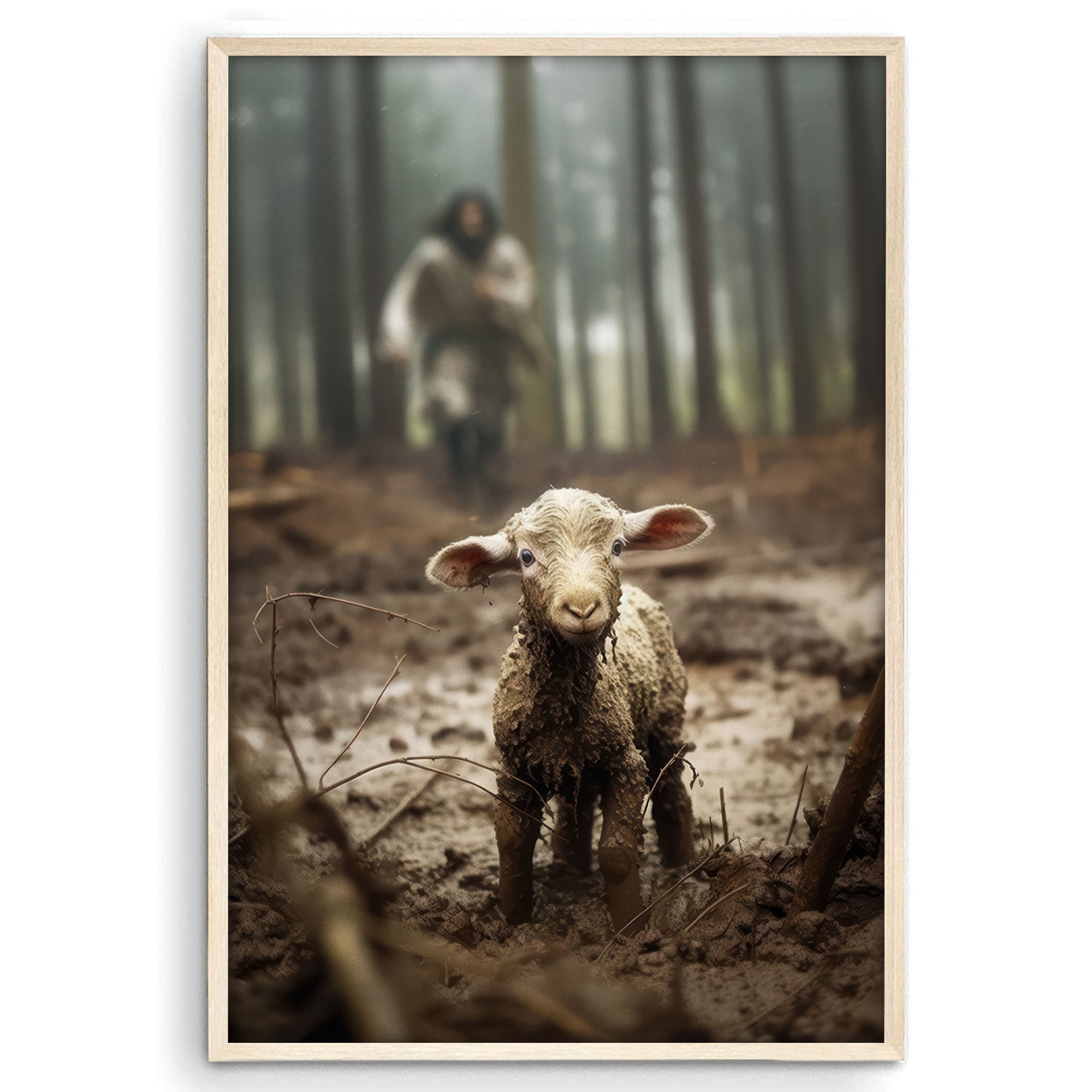 UNFRAMED Eastern Print Jesus And The 99 Sheep Poster - Bible Story Wall ...