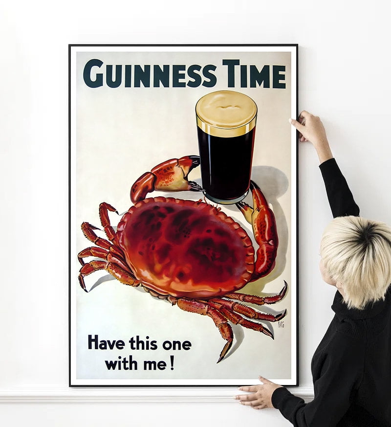UNFRAMED Guinness Time - Crab - Vintage Advertising Poster High Quality ...