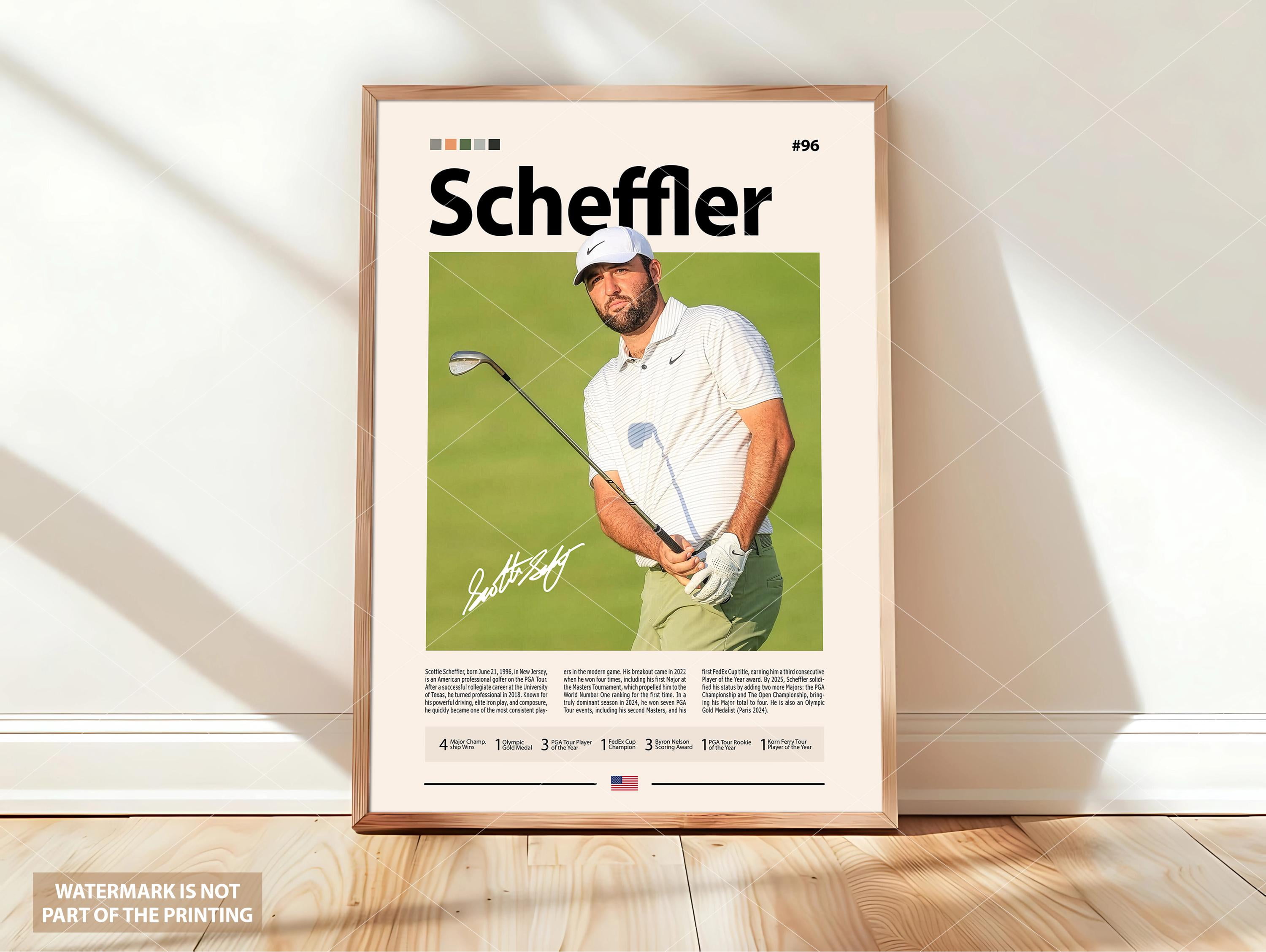 UNFRAMED Scottie Scheffler Poster, USA Golf Star, Tour Poster, Golf ...