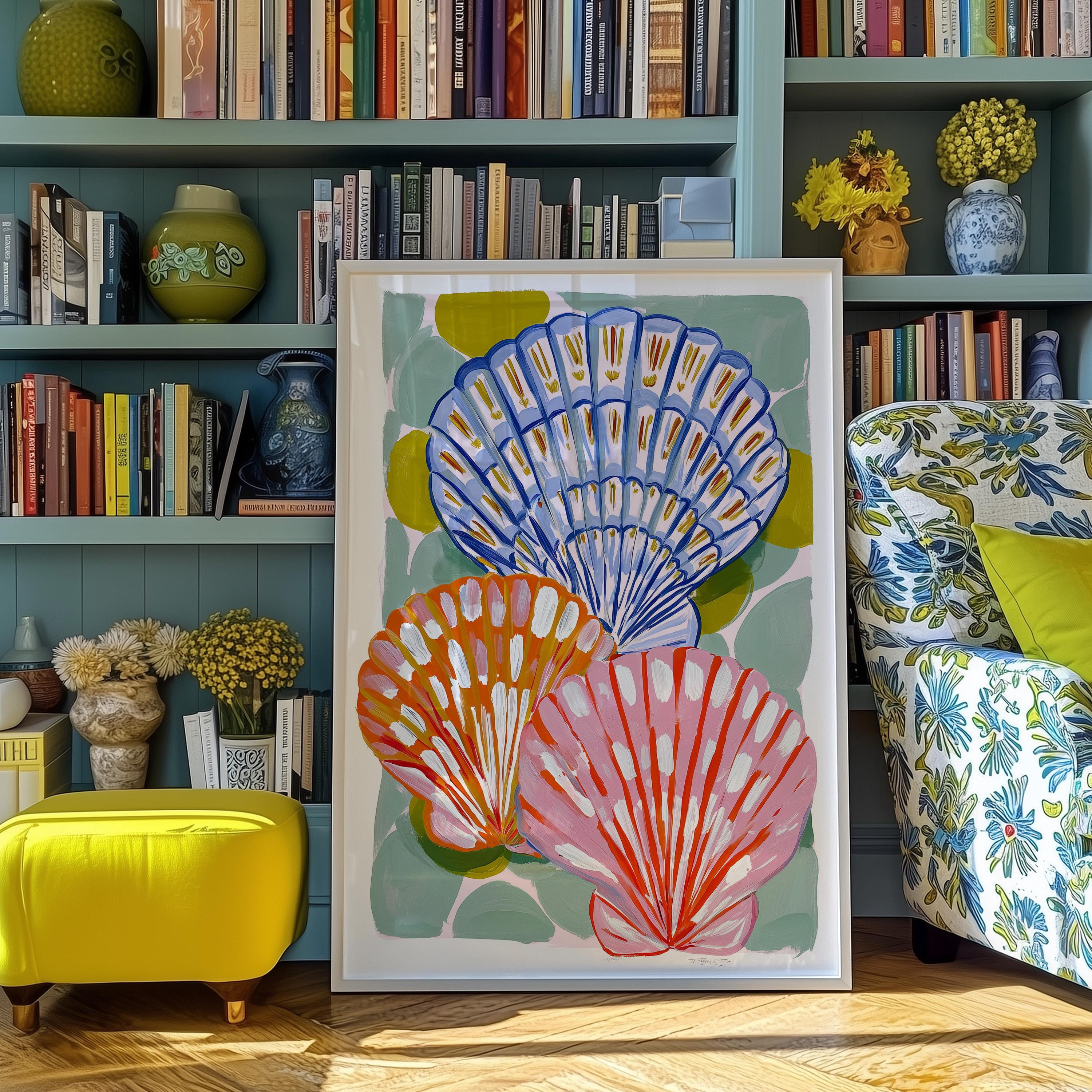 [UNFRAMED] Seashell Wall Poster: Coastal Beach House Decor - Walmart.com