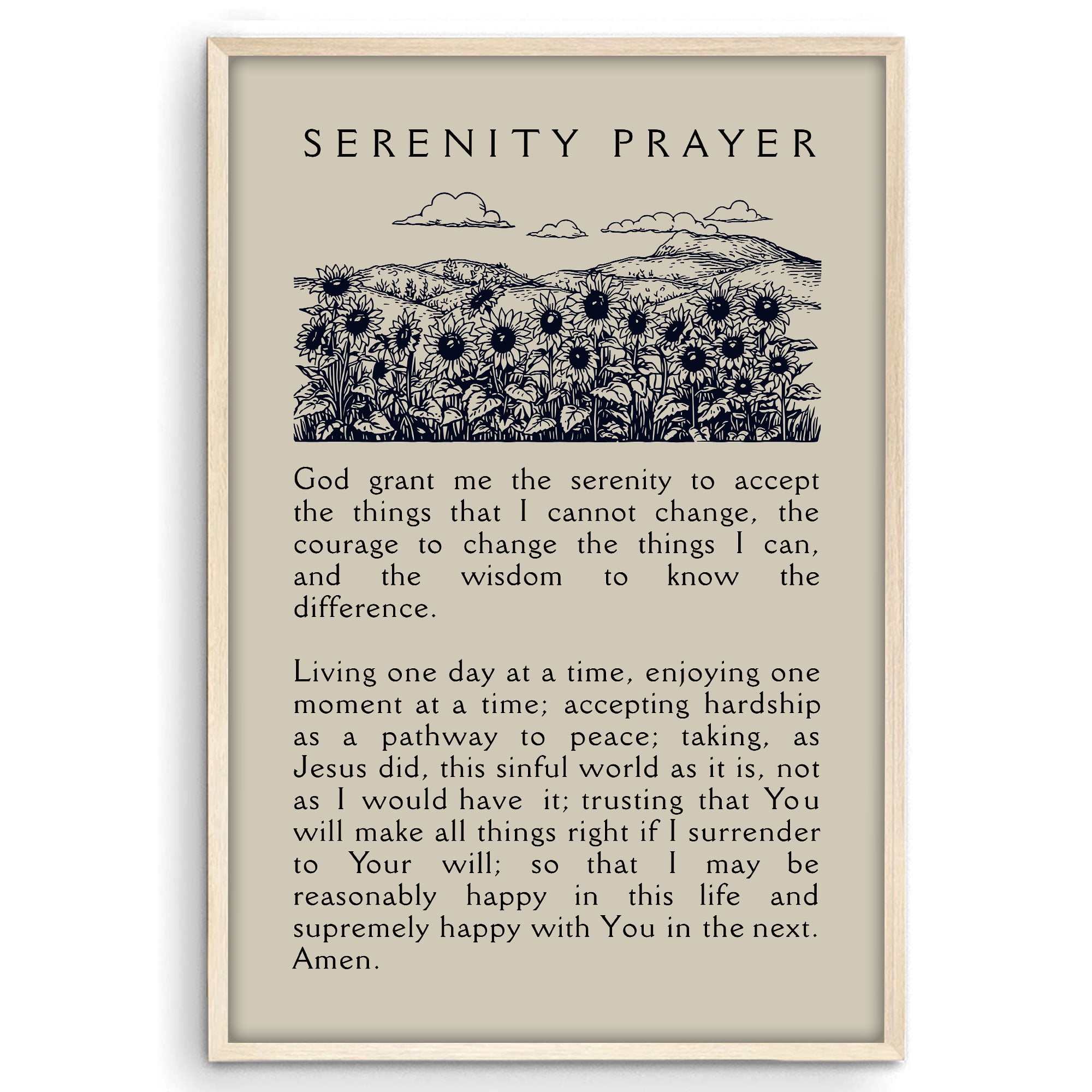 UNFRAMED Serenity Prayer Poster - Neutral Christian Wall Art With Bible ...