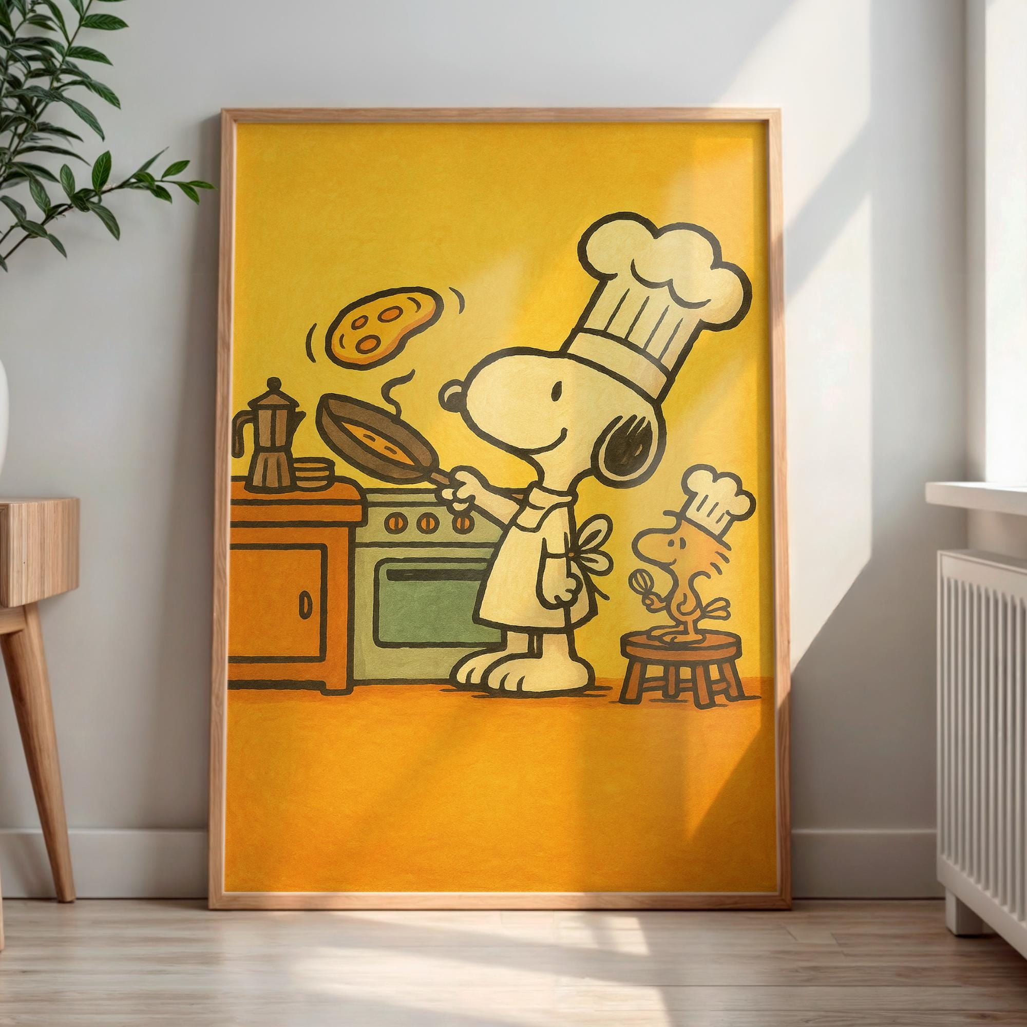 UNFRAMED Snoopy Chef Kitchen Art Poster, Cute Cooking Poster, Retro ...