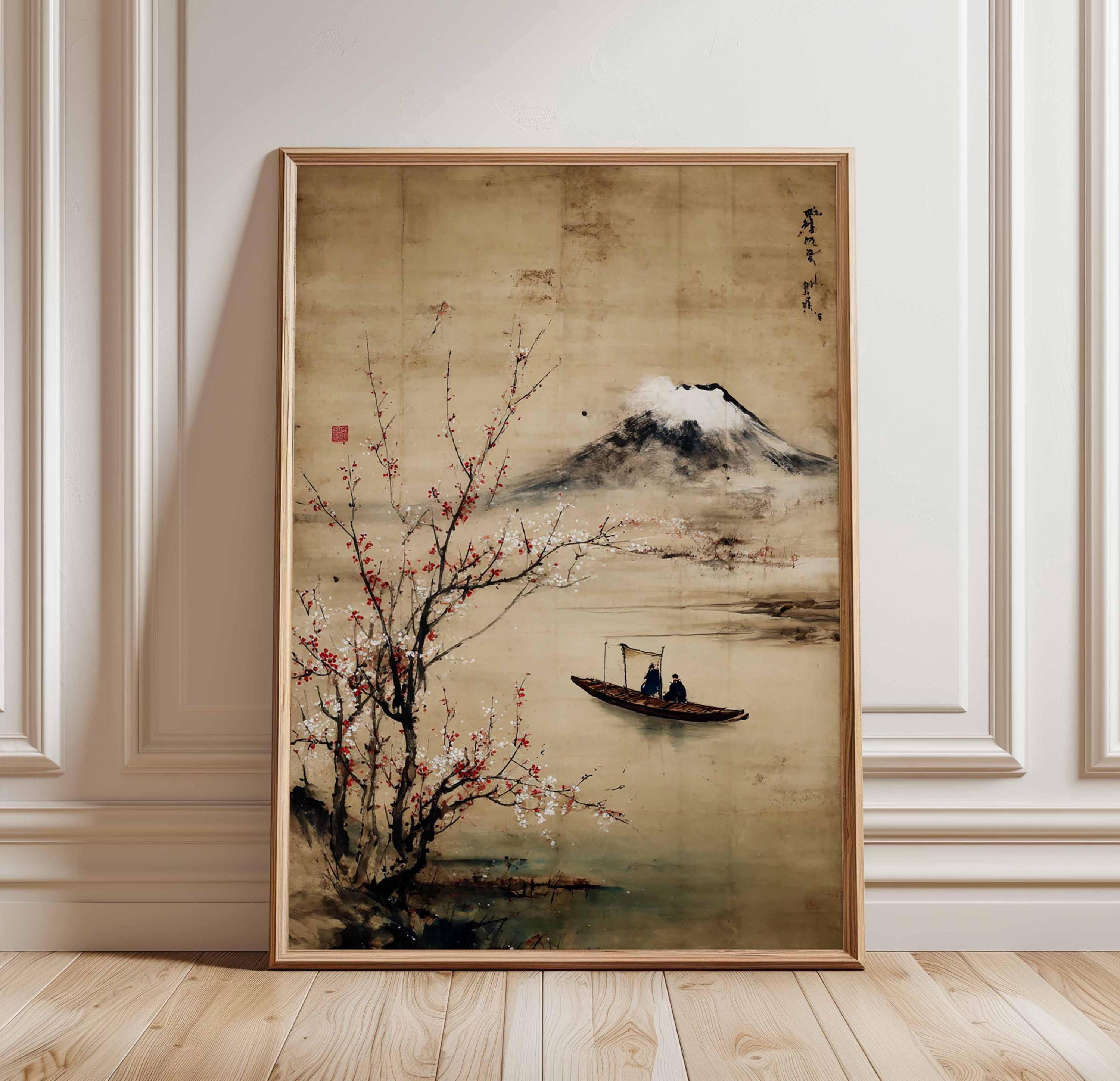 [UNFRAMED] Vintage Japanese Landscape Poster, Mount Fuji Wall Art Print ...
