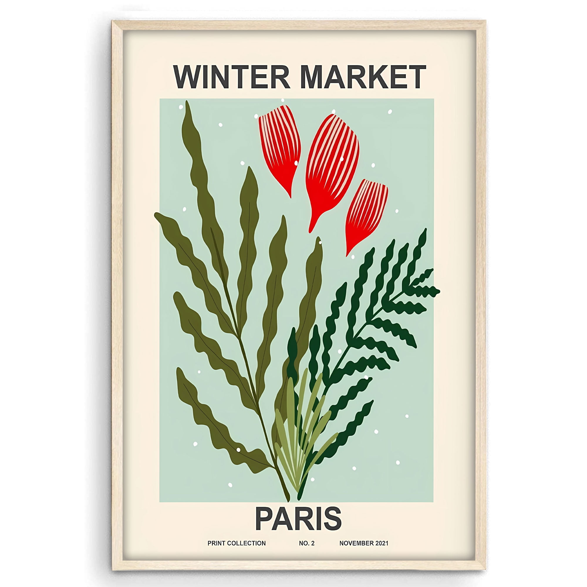 UNFRAMED Winter Market Poster - Boho Holiday Wall Art With Flower ...