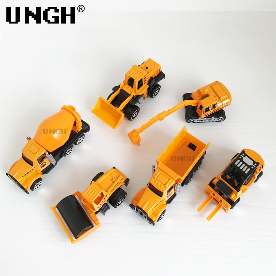 UNGH 6pcs Alloy Diecast Engineering Car Models Yellow Green Truck ...