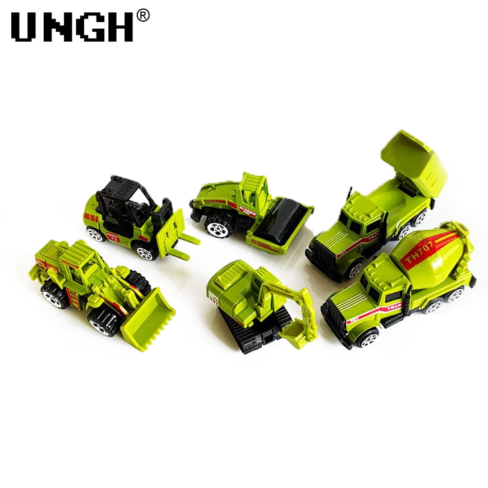 UNGH 6pcs Alloy Diecast Engineering Car Models Yellow Green Truck ...
