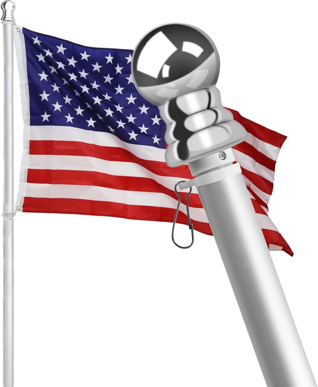 UNI Flag Pole, 6 Foot Tangle Free Spinning Flag Pole for Outside House ...