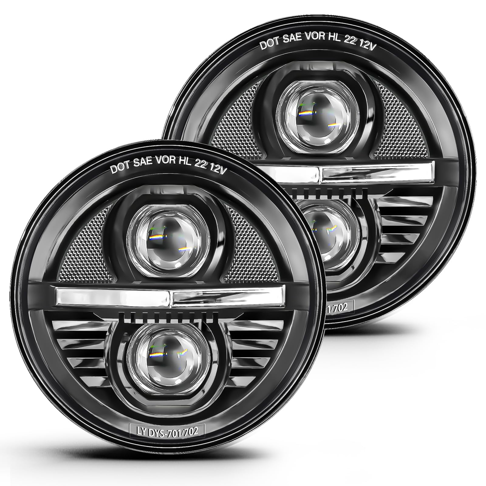 UNI-SHINE 2 pcs 7 Inch LED Headlights Round Projector Z-Shaped H6024 ...