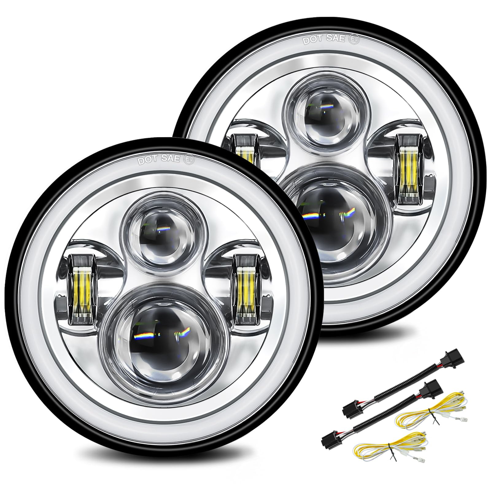 UNI-SHINE 2pcs 7 inch IFF17 Led Headlight Round DOT Approved H6024 Led ...