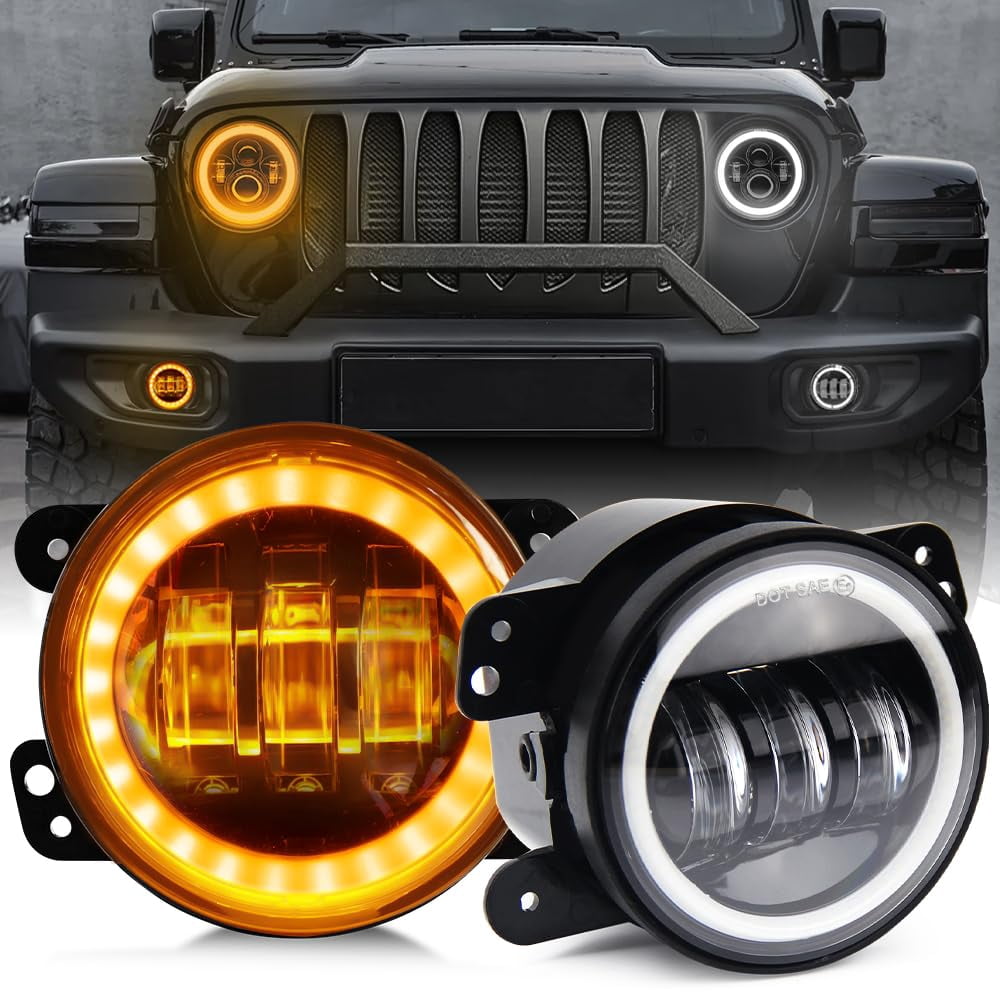 UNI-SHINE 4 Inch LED Fog Lights Halo Ring Work Light Compatible with ...