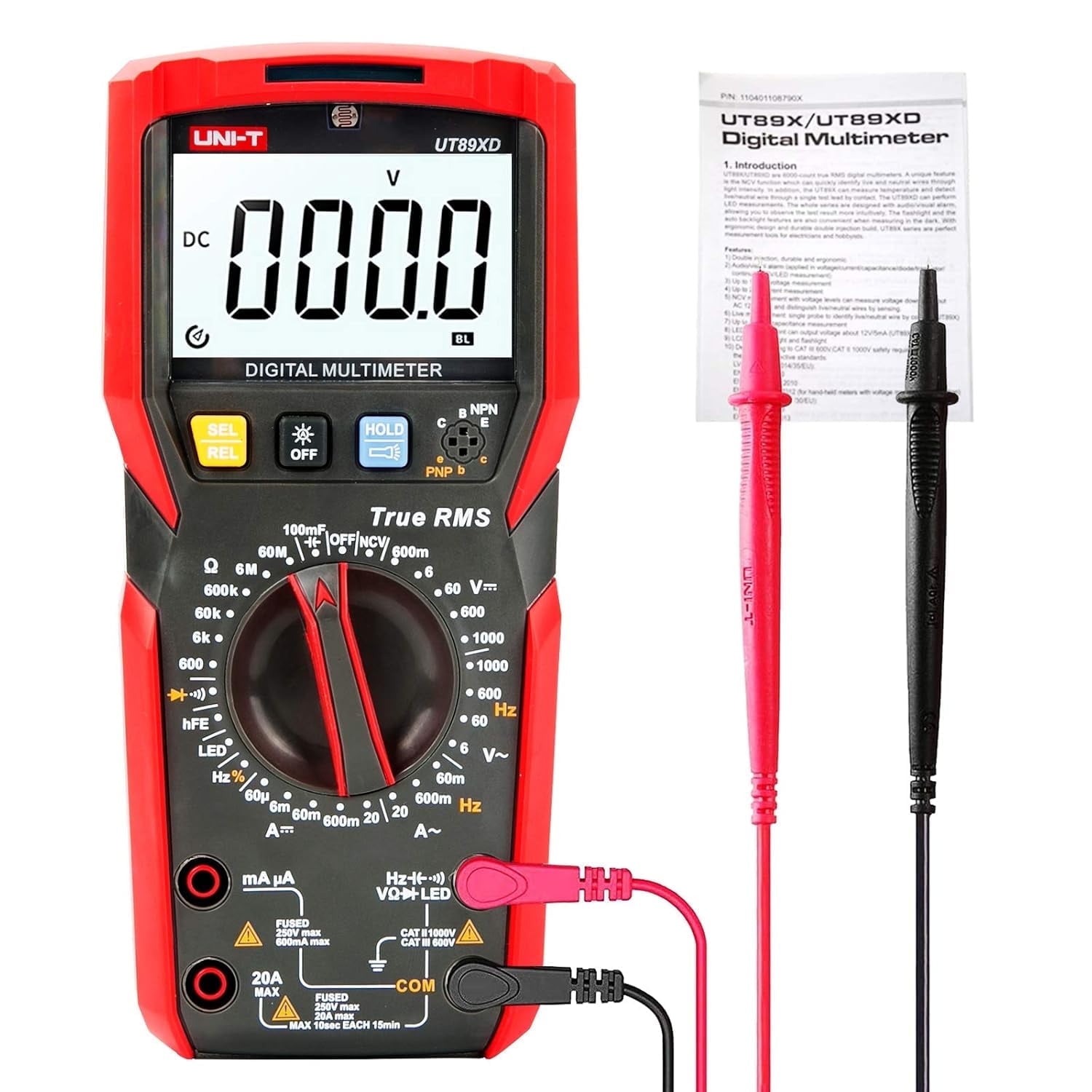 UNI-T UT89XD Digital Multimeter, True RMS, 6000 Counts, Capacitance and ...