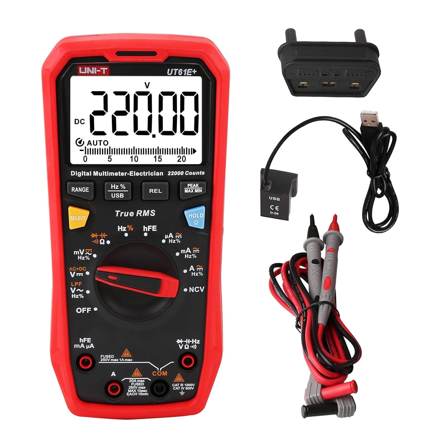 UNI-T Digital Multimeter UT61E Plus UT61E+ 22000 Counts True RMS 1000V AC DC USB Transmission ...