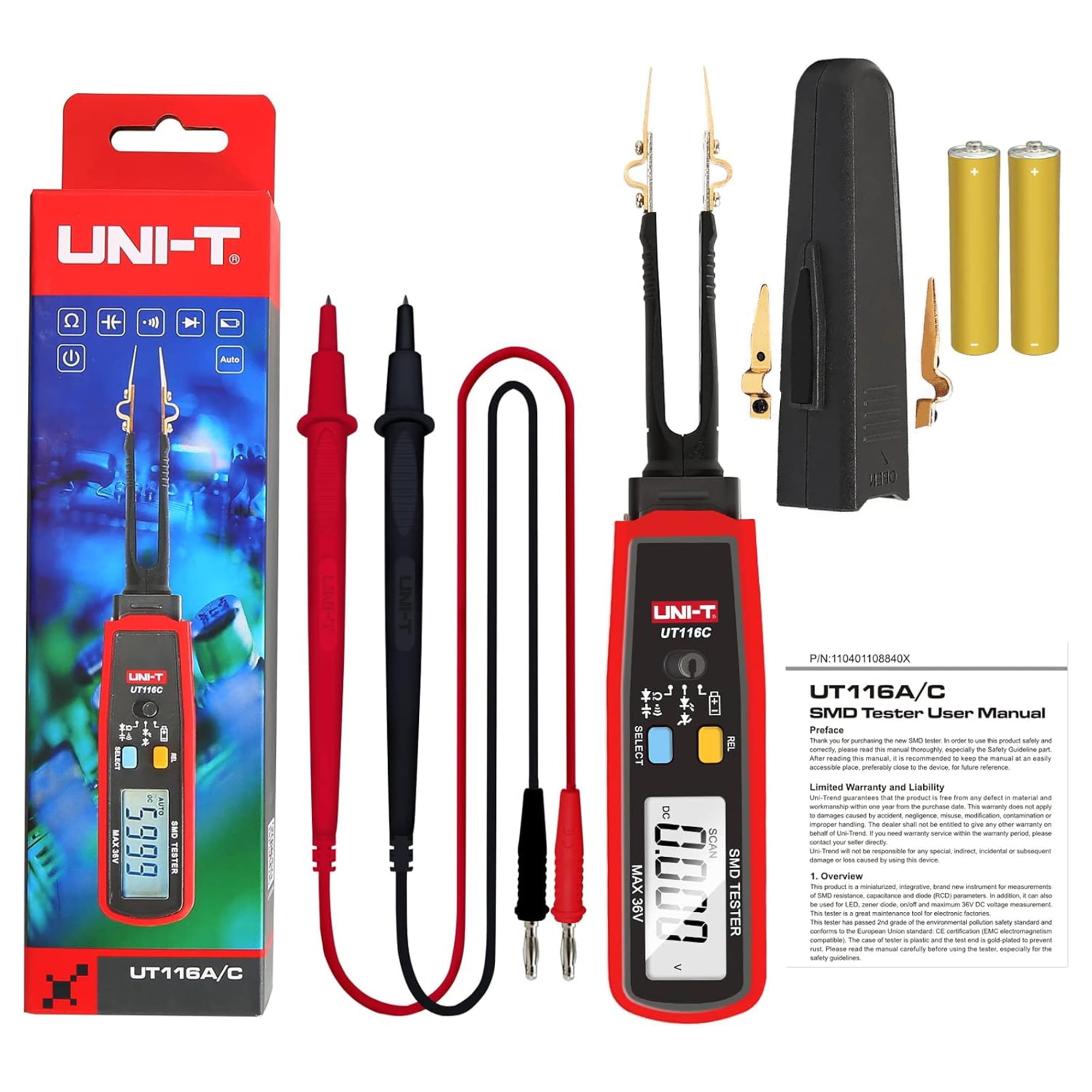 UNI-T New Multimeter Meter UT116C Digital Tweezers Smart SMD Tester ...