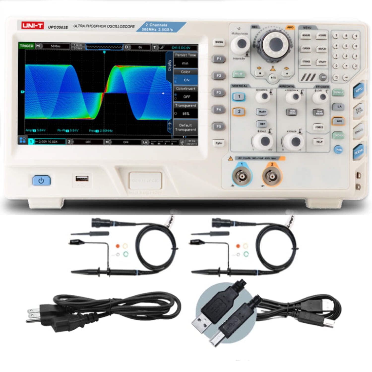 UNI-T UPO3502E 500MHz 2Ch MSO w/o Logic Pod Ultra Phosphor Digital ...