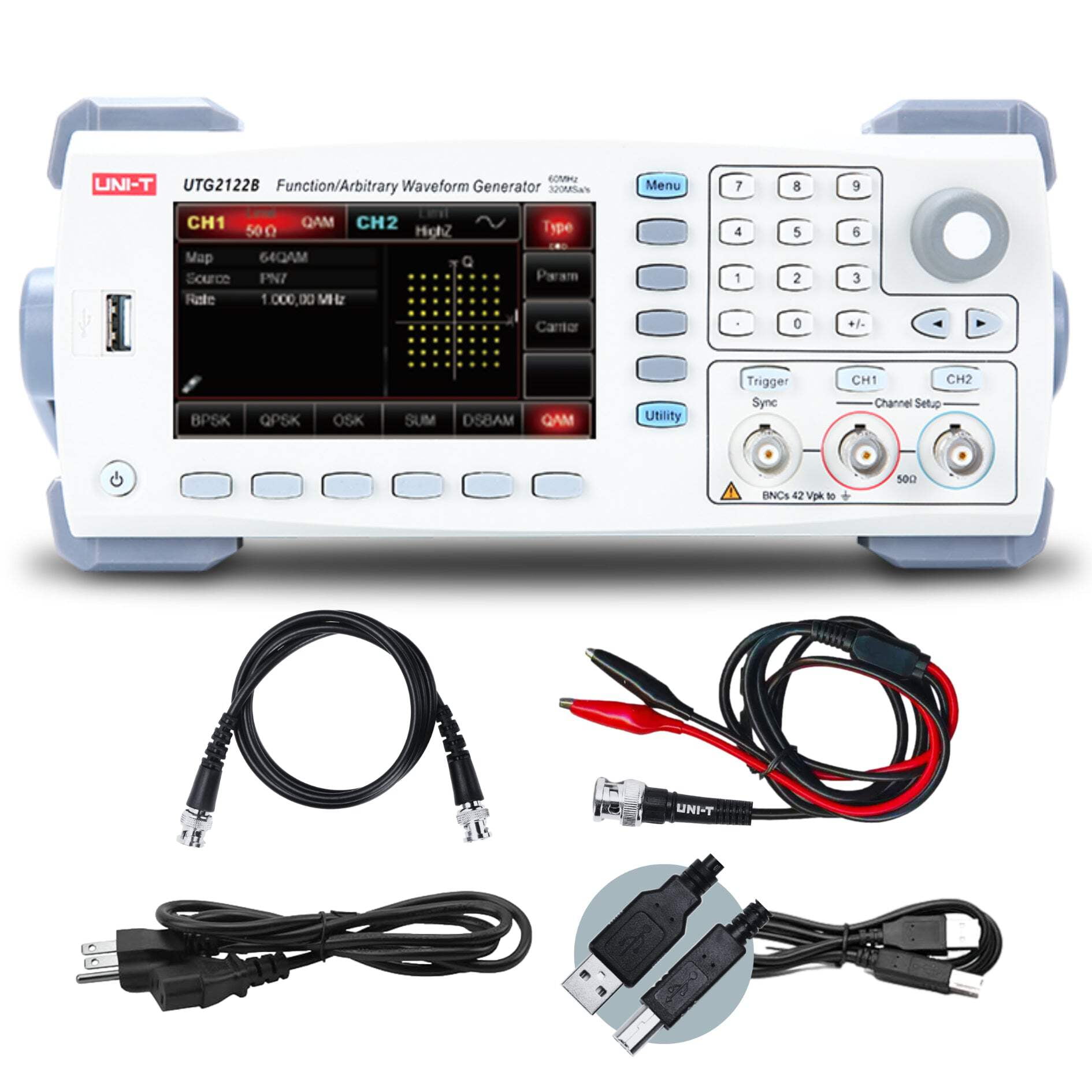 UNI-T UTG2062B 60MHz 2Ch Advanced-Series Arbitrary Waveform Generator - Walmart.com