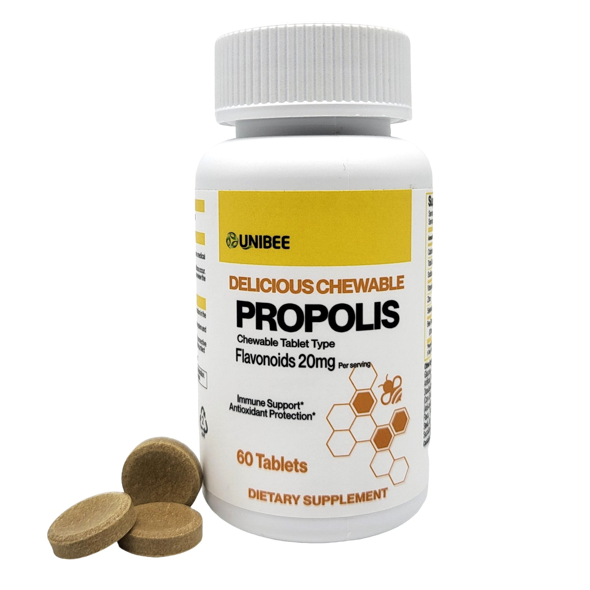 UNIBEE Delicious Chewable Propolis Tablets (Flavonoids 20mg/Serving ...