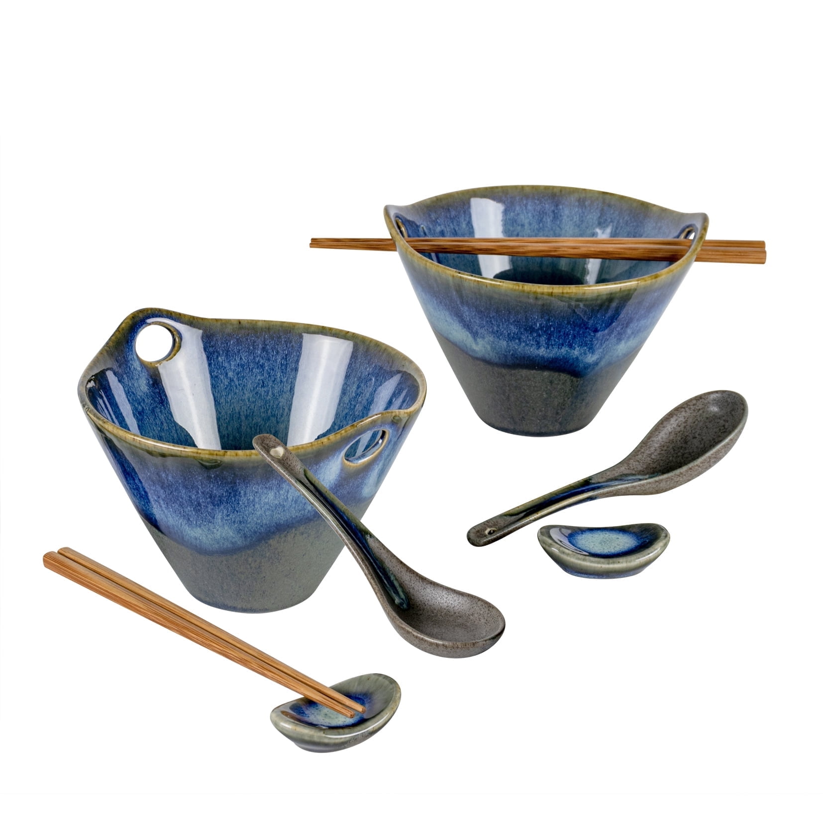 UNICASA 20oz Porcelain Noodle Bowl with Soup Spoons and Chopsticks ...