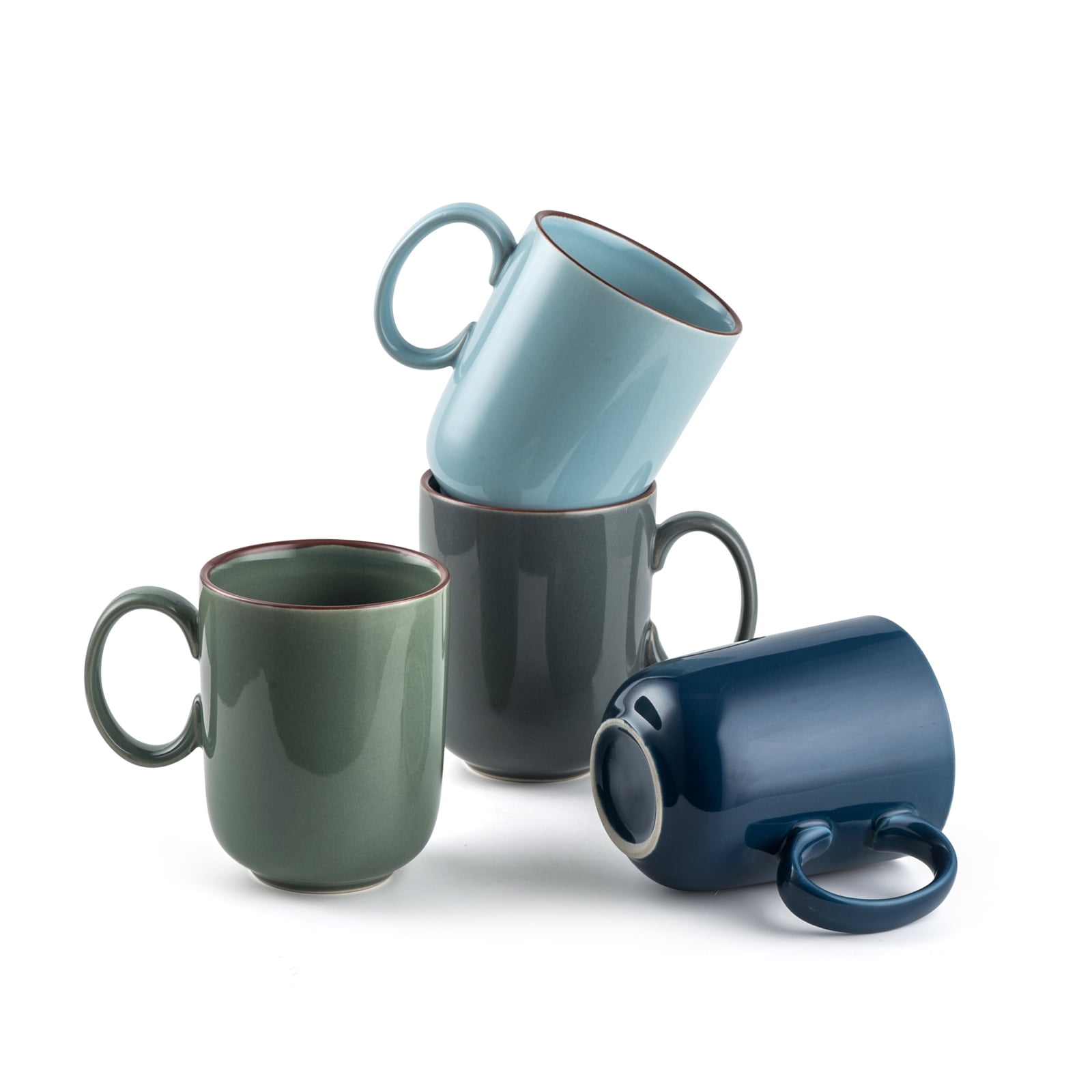 UNICASA Ceramic Coffee Mug Set of 4, 14 oz Stylish Embossed Coffee Cup ...