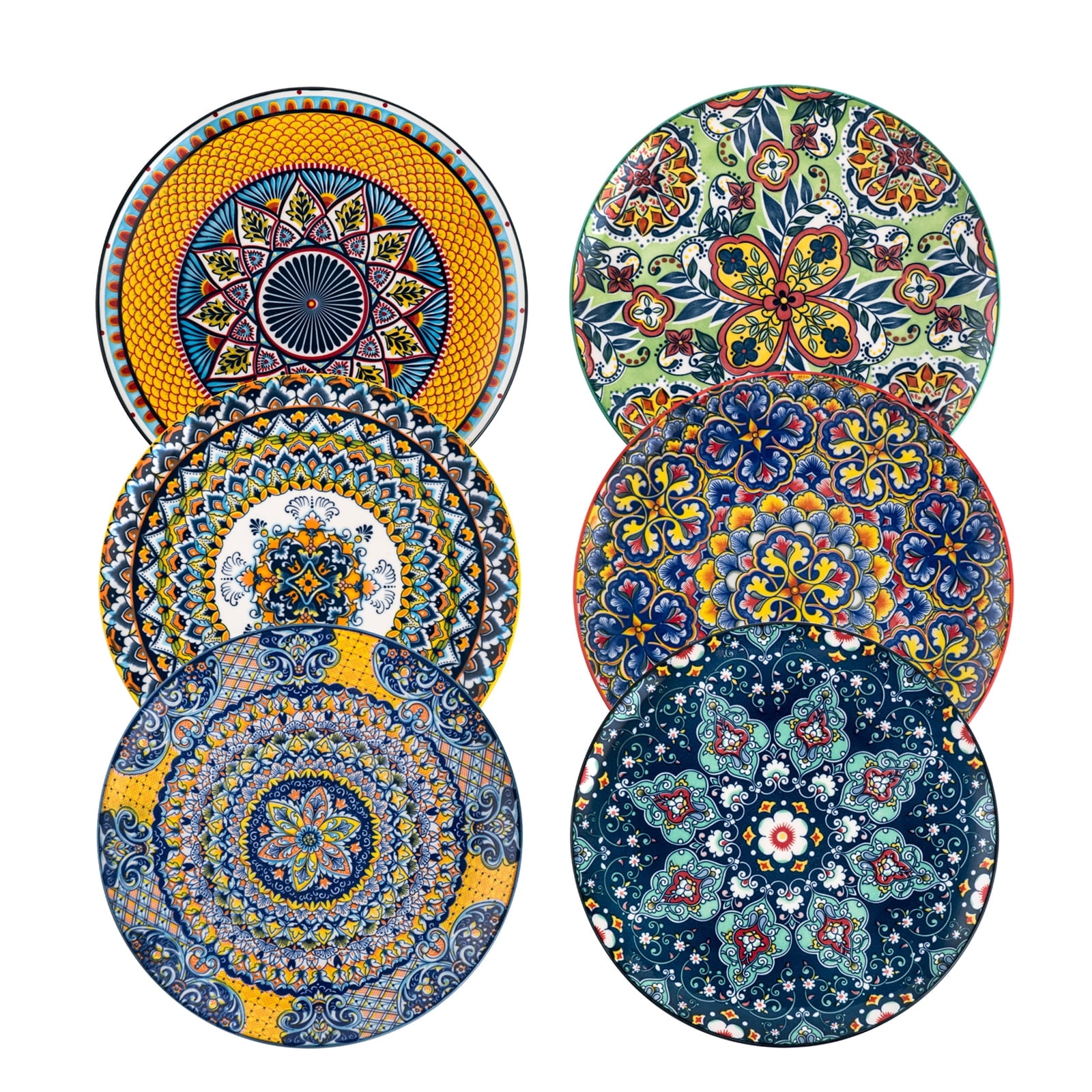 UNICASA Ceramic Dessert Plate,Bohemian Salad Plates Set of 6, 10.7 Inch ...