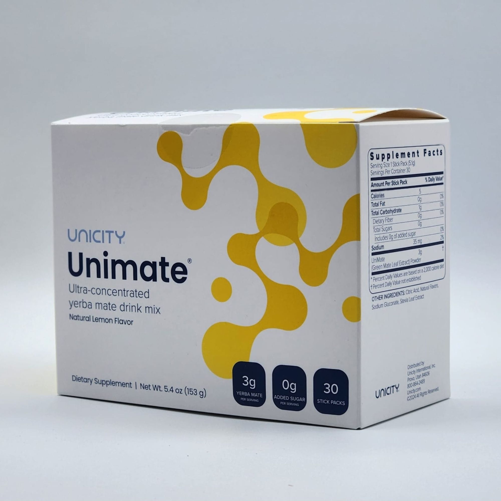 UNICITY UNIMATE Natural Lemon Flavor Drink Mix Serving size 1 Stick ...