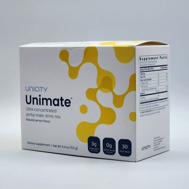 UNICITY UNIMATE Natural Lemon Flavor Drink Mix Serving size 1 Stick ...