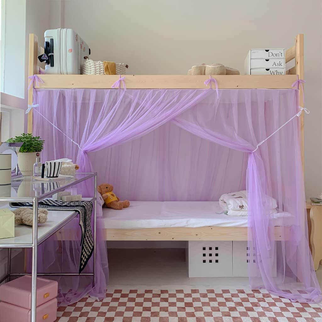 UNICOKA 4 Corner Post Student Dorm Bunk Bed with Canopy Netting and Bed ...