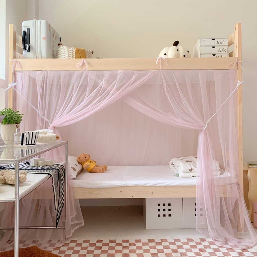 UNICOKA 4 Corner Post Student Dorm Bunk Bed with Canopy Netting and Bed ...