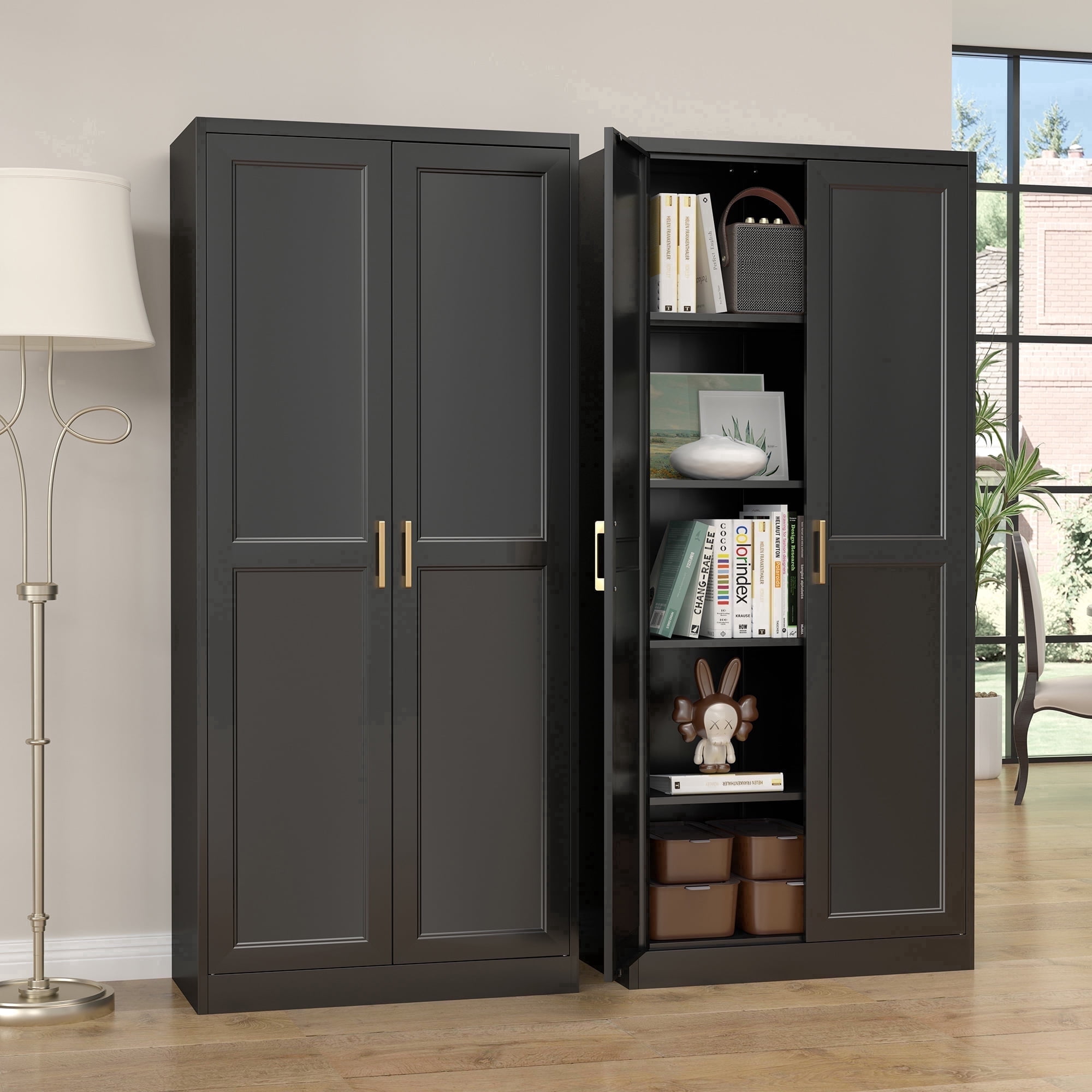 UNICOLY Kitchen Pantry Cabinet,71”Block Metal Pantry Storage Cabinet ...