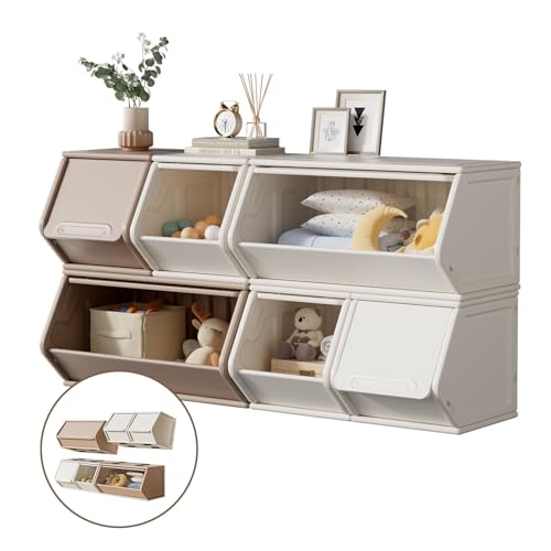 UNICOO® 2+4 Free Combination Stackable Plastic Storage Cabinet w/Dust ...