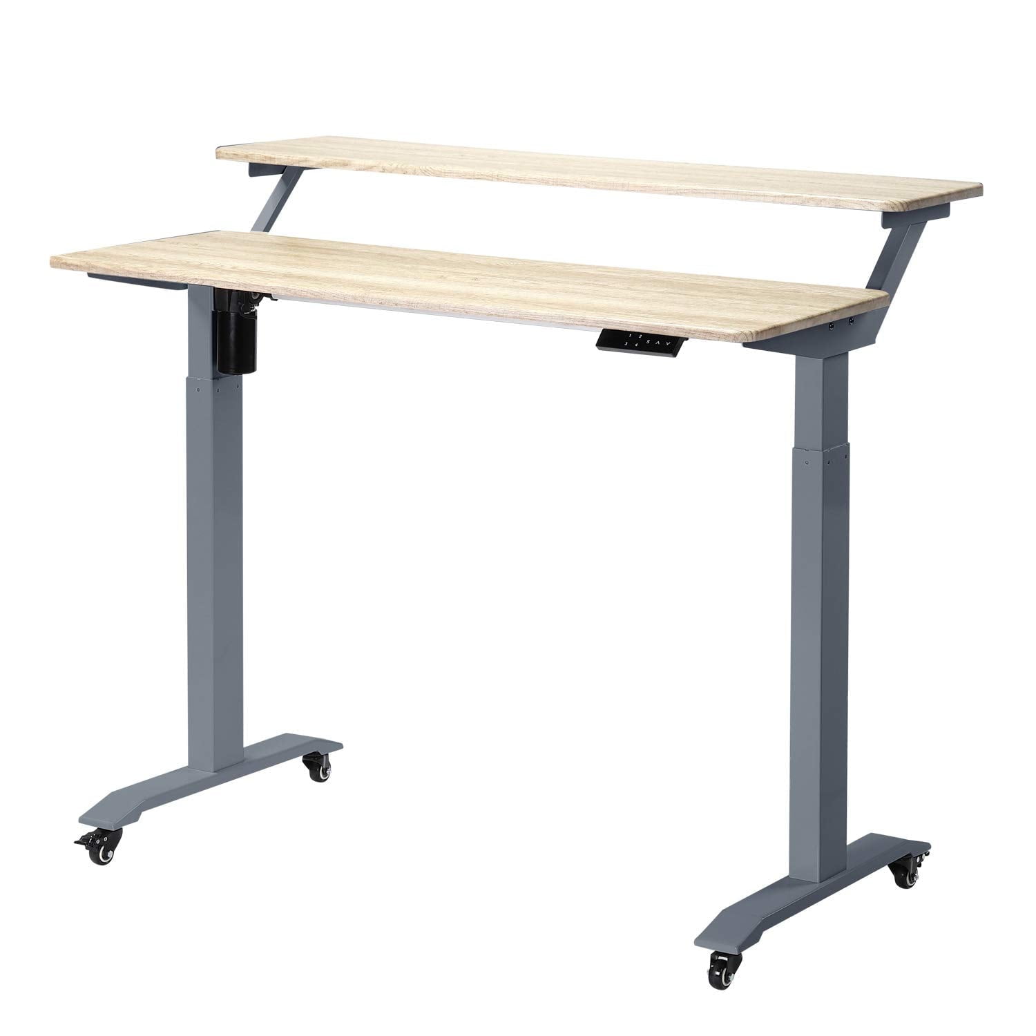 UNICOO® 2 Tier Electric Height Adjustable Standing Desk with Wheels ...