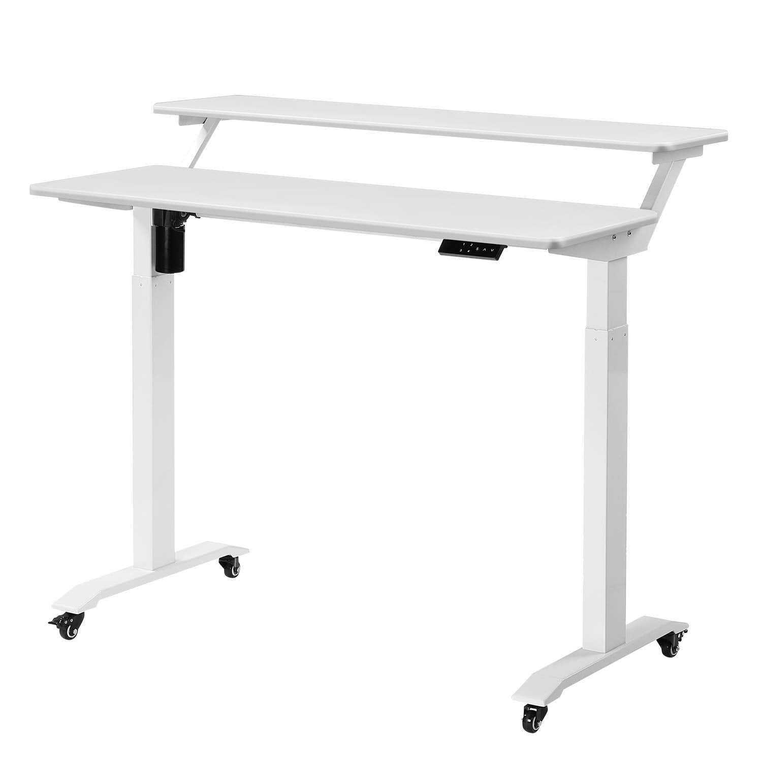 UNICOO® 2 Tier Electric Height Adjustable Standing Desk with Wheels ...