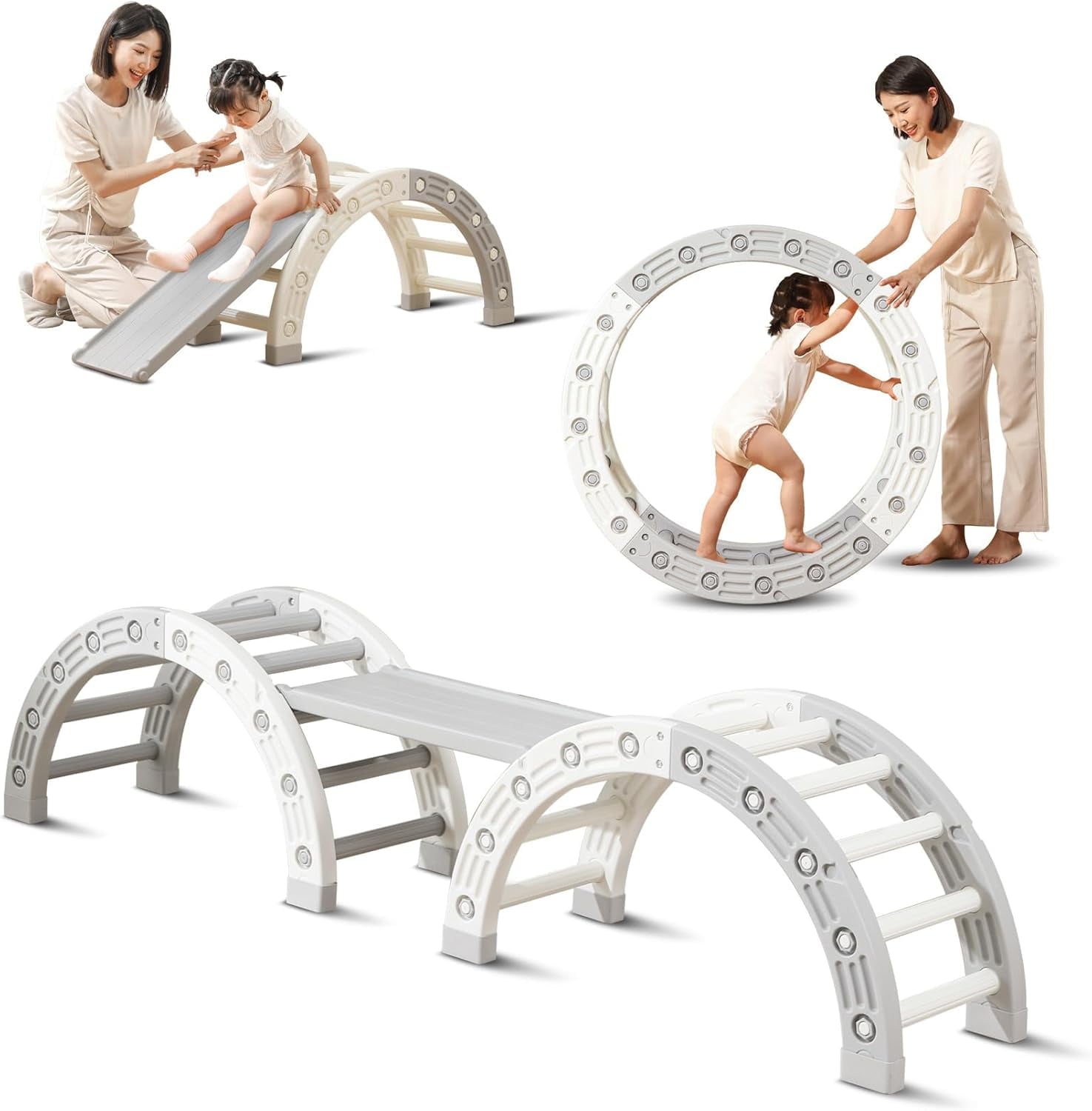 UNICOO® 4-in-1 Kids Climbing Set - Double Arch Climber, Double Sided ...