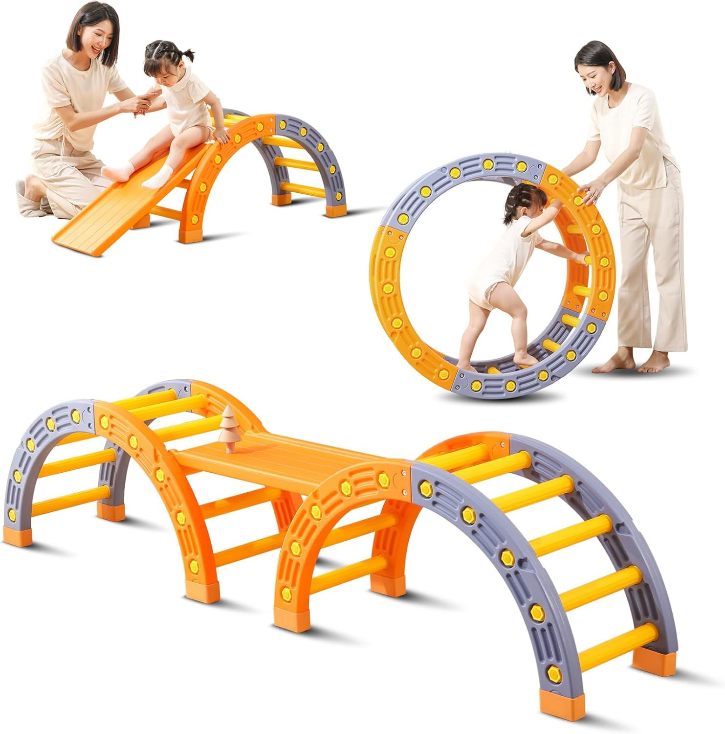 UNICOO® 4-in-1 Kids Climbing Set - Double Arch Climber, Double Sided ...