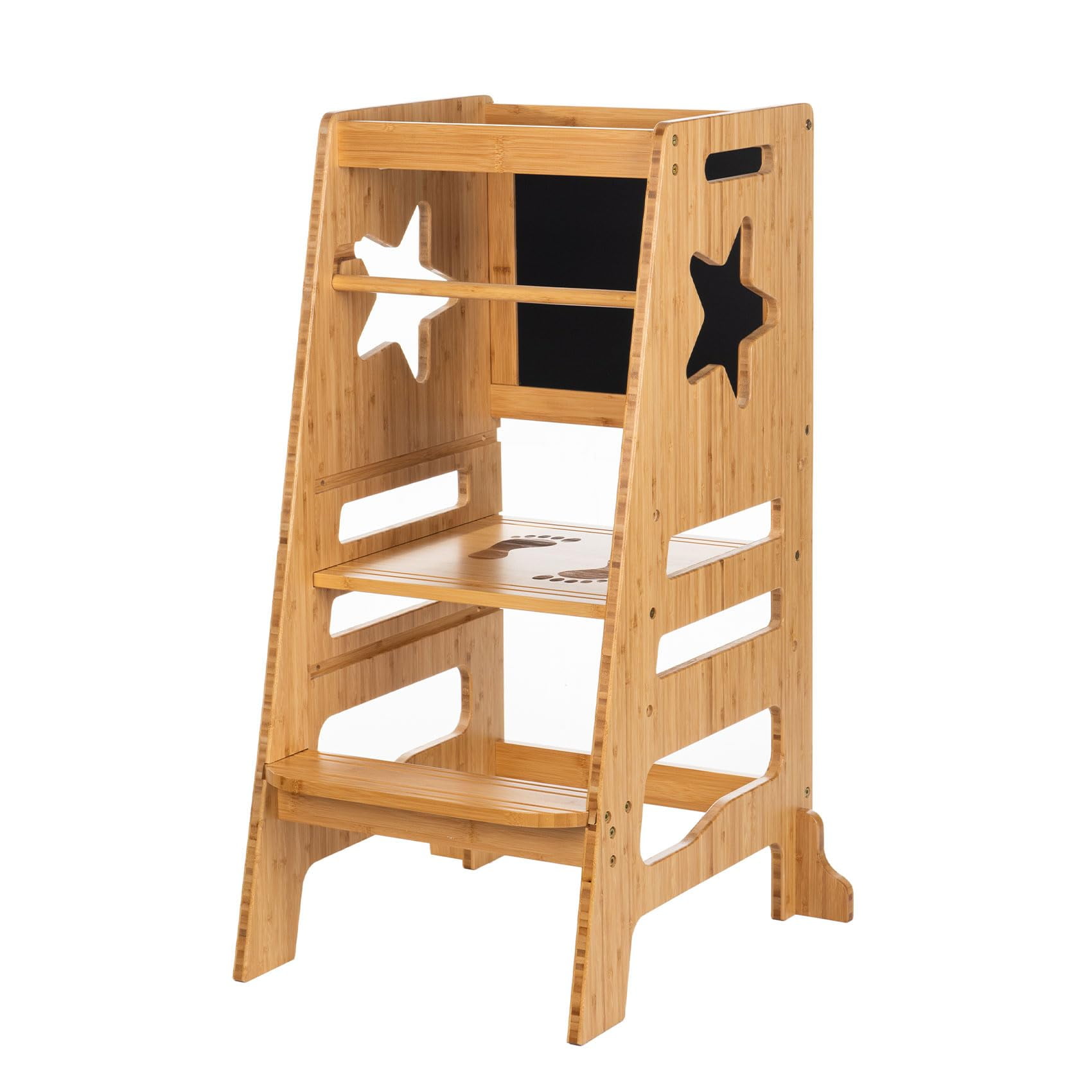 UNICOO® Bamboo Height Adjustable Kids Kitchen Step Stool, Kids Learning ...