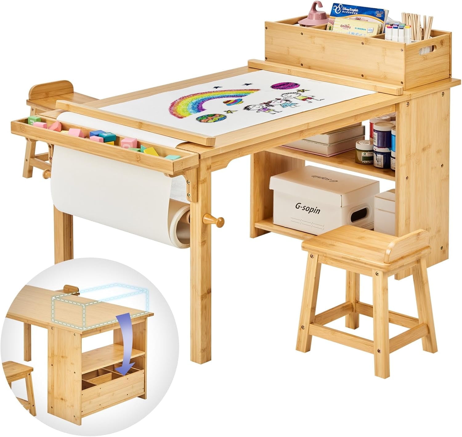 UNICOO® Drawing and Art Table & Chair Set for Toddlers - Portable Craft ...